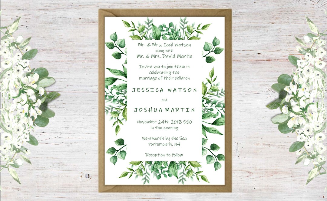 Botanical Wedding Invitation Instant Download - Etsy