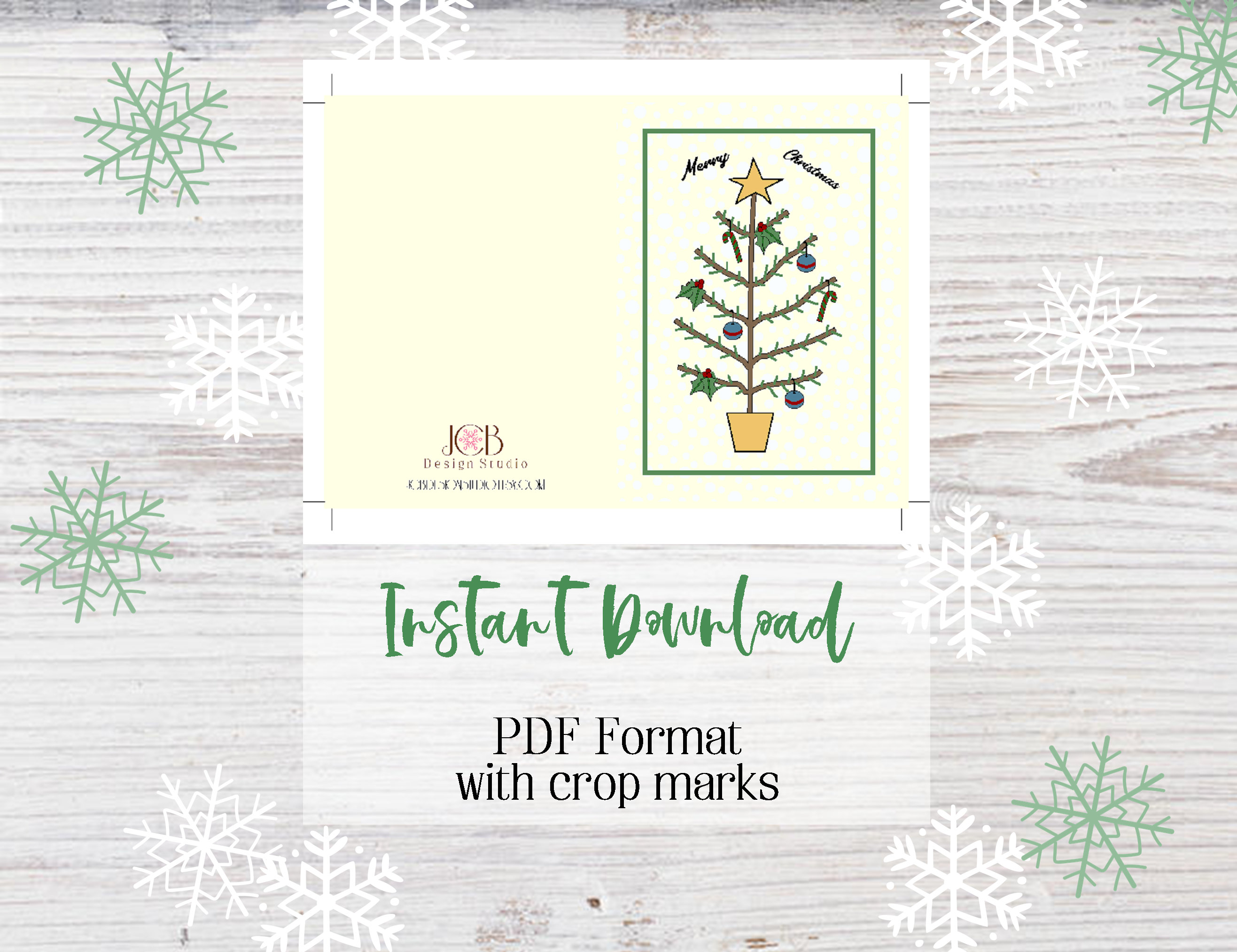 Printable Christmas Tree Card Downloadable Christmas Card Print at Home ...