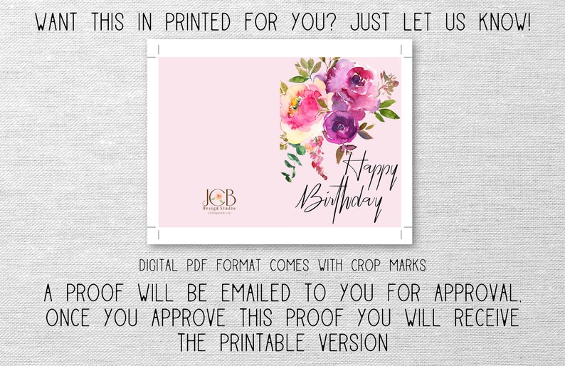 Printable Purple Floral Birthday Card - Etsy