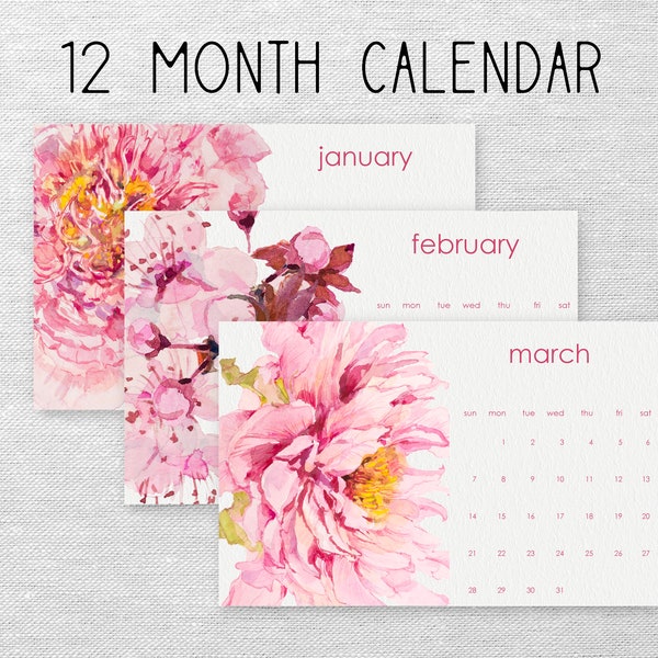 Peony Wall Calendar - Etsy