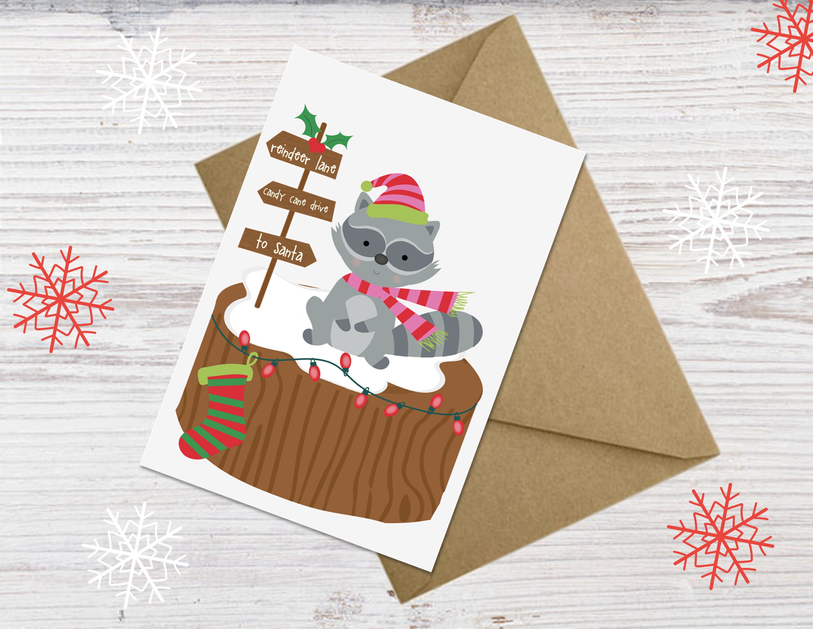 Printable Animal Christmas Card Downloadable Winter Card - Etsy Denmark