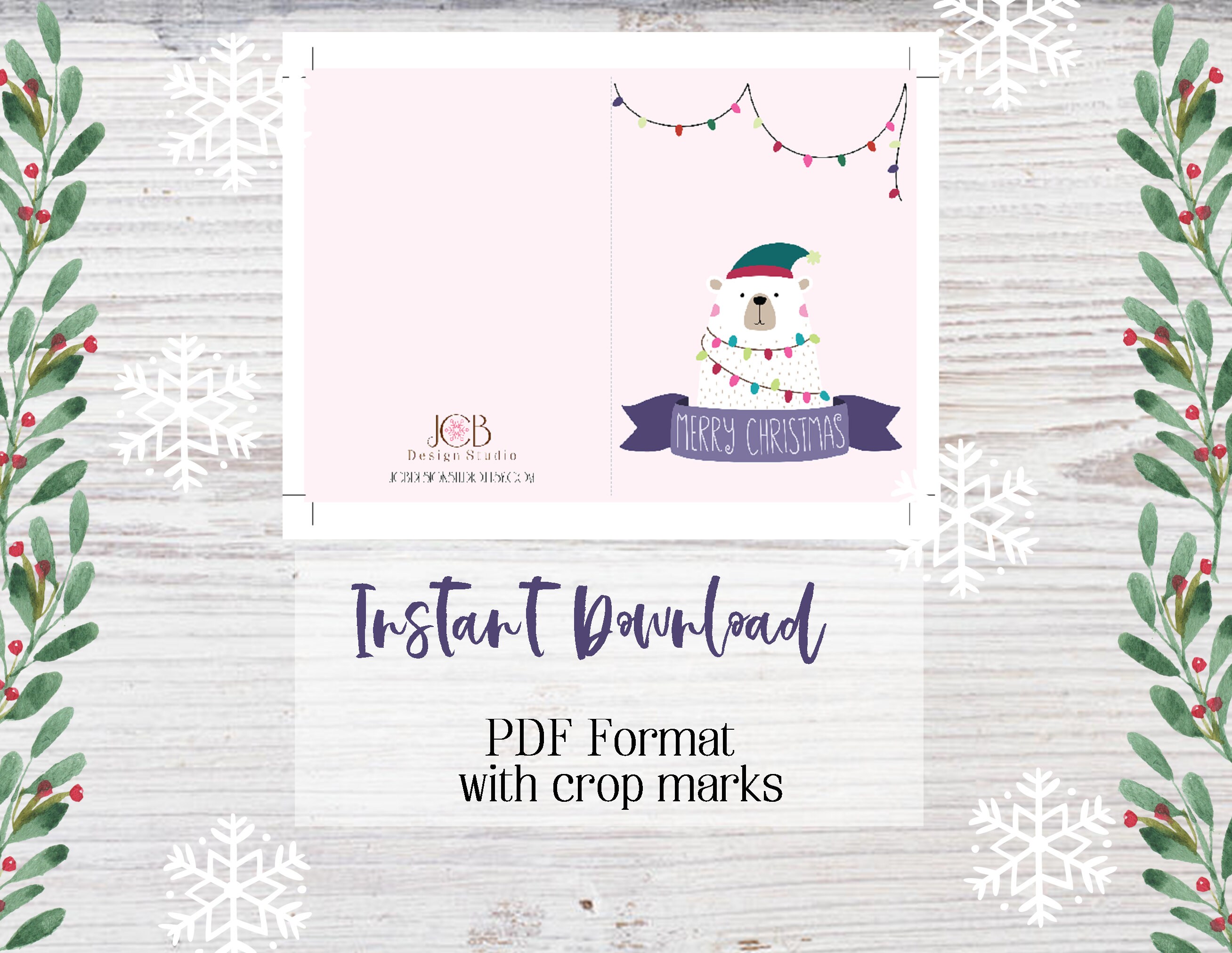 Printable Polar Bear Christmas Cards Downloadable Christmas Cards ...