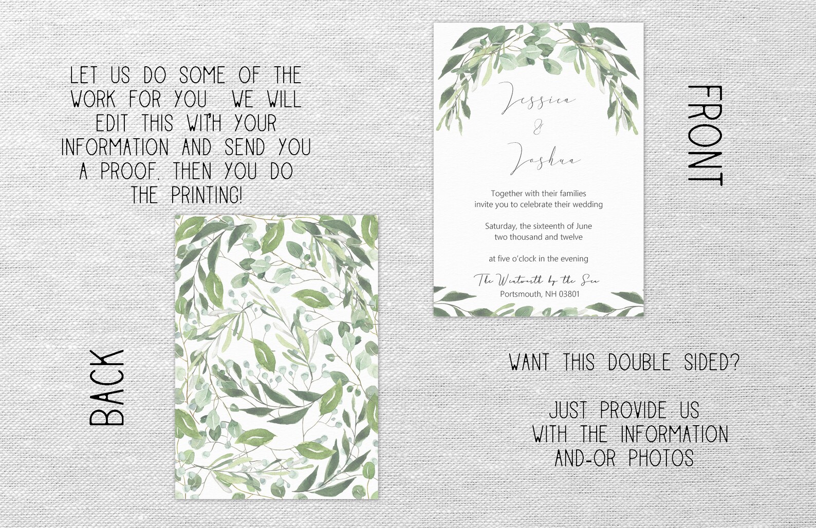 Greenery Wedding Invitation Printable | Etsy