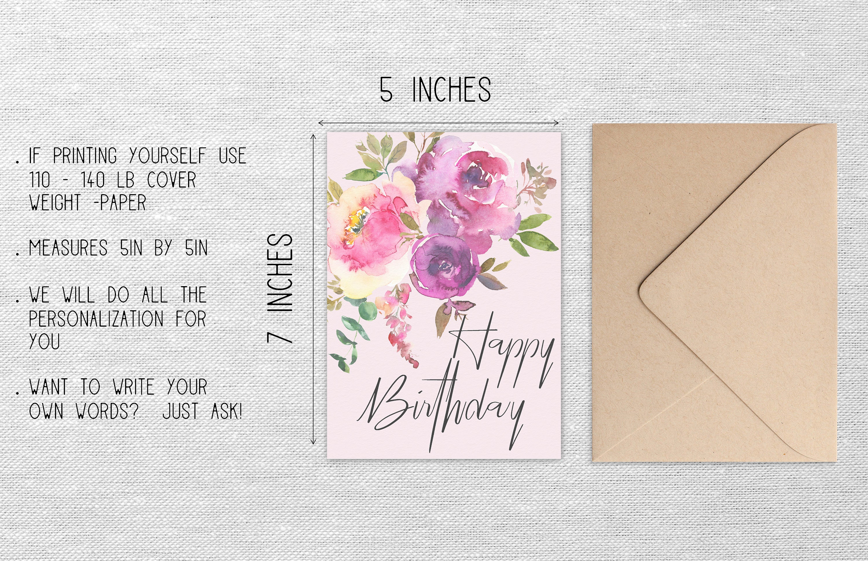 Printable Purple Floral Birthday Card - Etsy