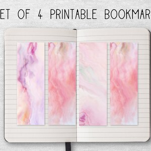 Digital Pink Marble Bookmark - Set of 4 - Etsy