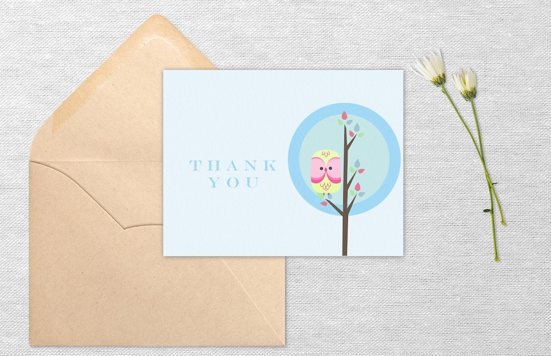 Printable Owl Thank You Card - Etsy