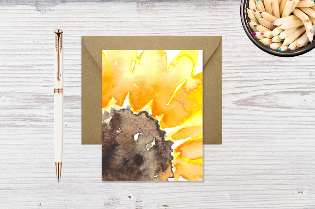 Printable Blank Sunflower Note Cards | Blank Floral Card Set | Blank ...