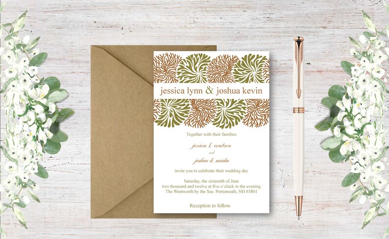 Seaweed Wedding Invitation Digital Download - Etsy