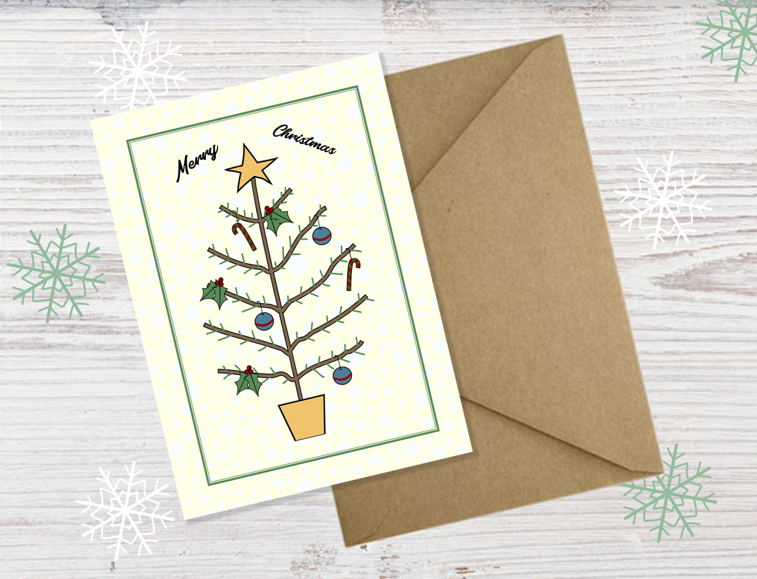 Printable Christmas Tree Card - Downloadable Christmas Card - Print at ...