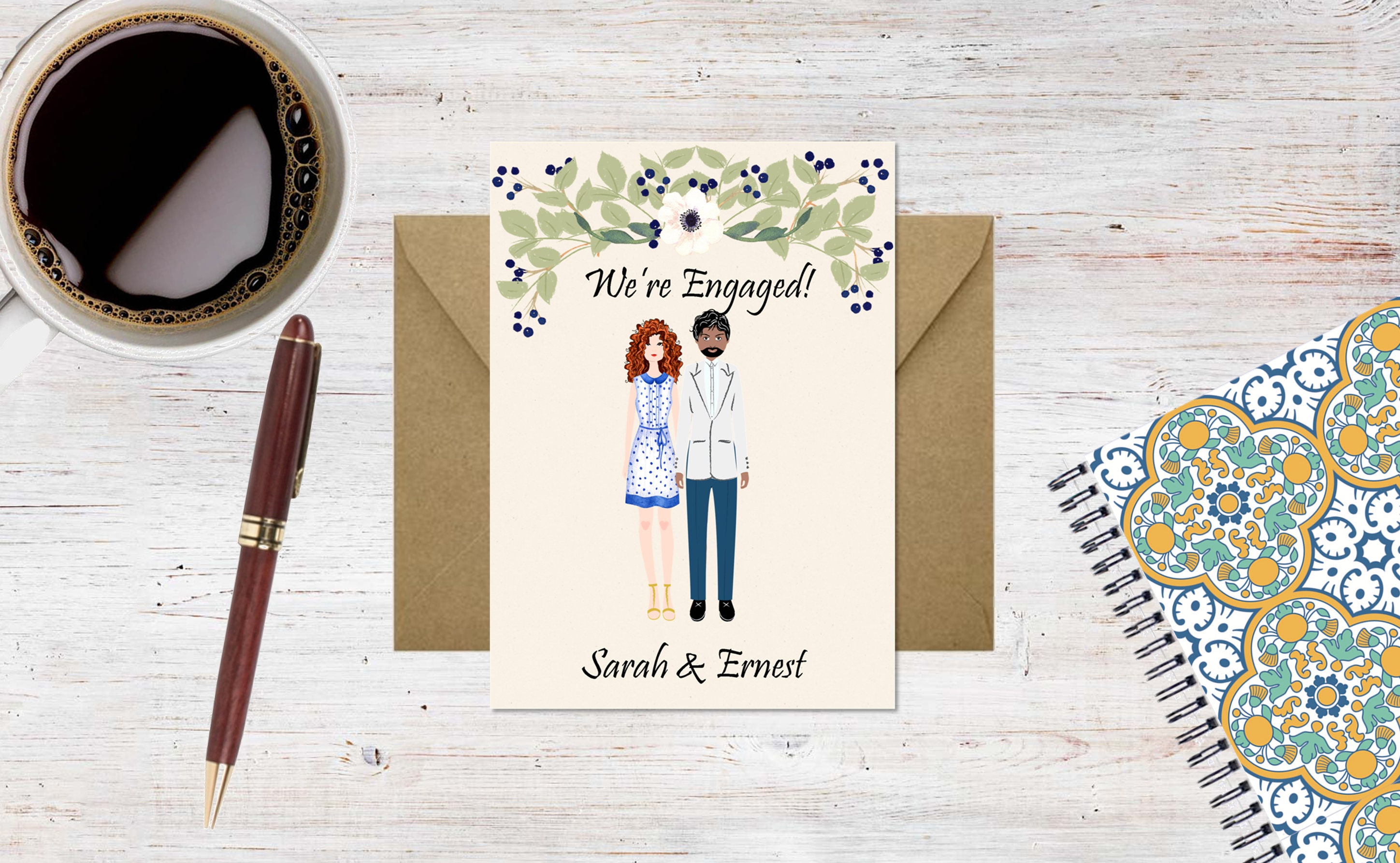 Printable Engagement Announcement, DIY Engagement Cards, Digital ...