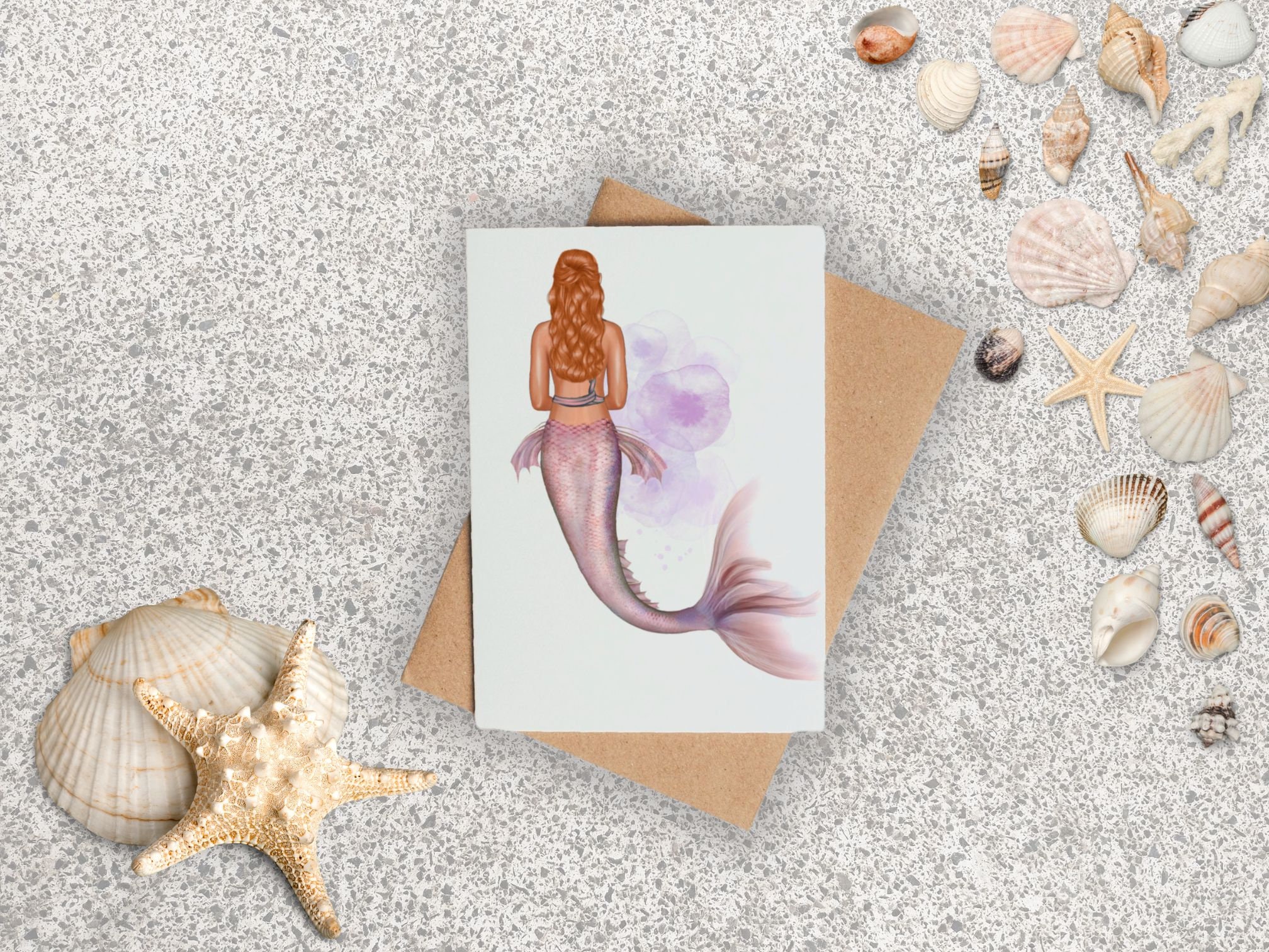 Printable Mermaid Card, Digital Card, Print at Home Stationery - Etsy