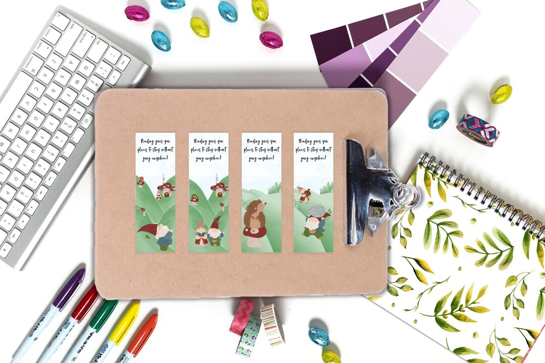Printable Gnome Bookmarks Set of 4 - Etsy