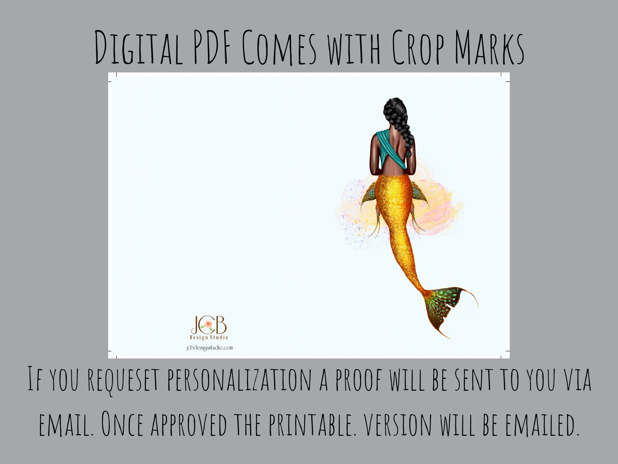 Downloadable Mermaid Card, Printable Blank Card, Instant Download - Etsy