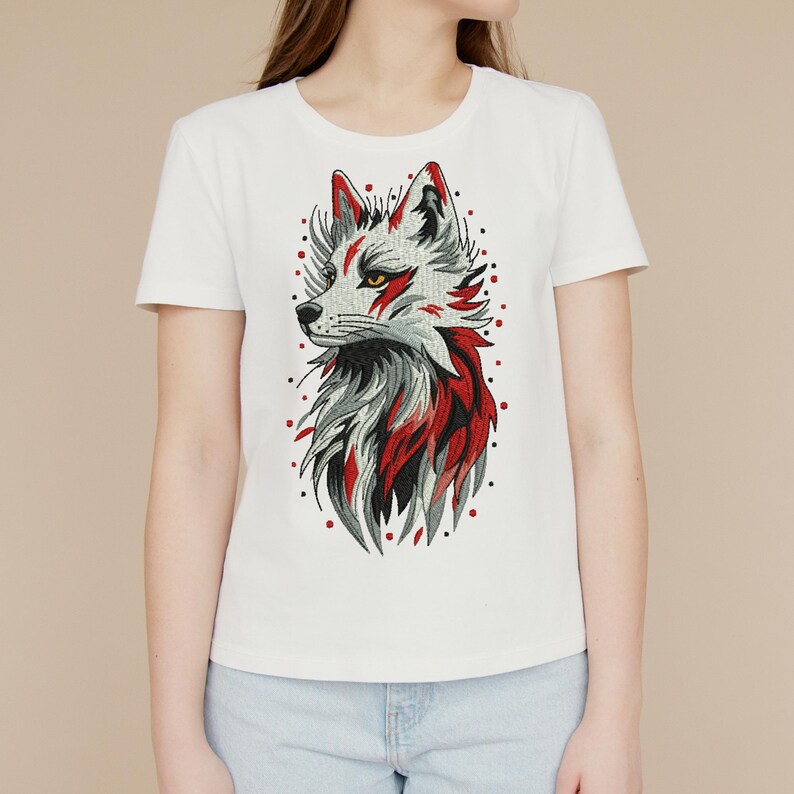 Wolf Embroidery Design, White Wolf Face Embroidery, Mystic Wolf Head ...