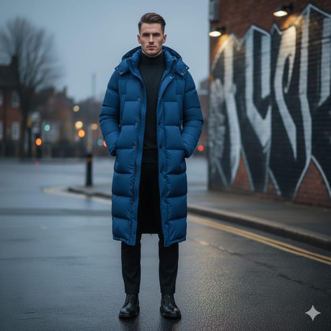 Blue Full-length Puffer Coat – Glossy Quilted Winter Jacket | Long Warm ...