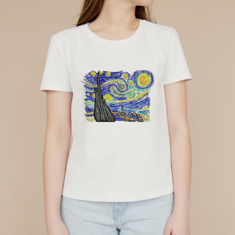 Starry Night Embroidery Design, Van Gogh Machine Embroidery, Art ...