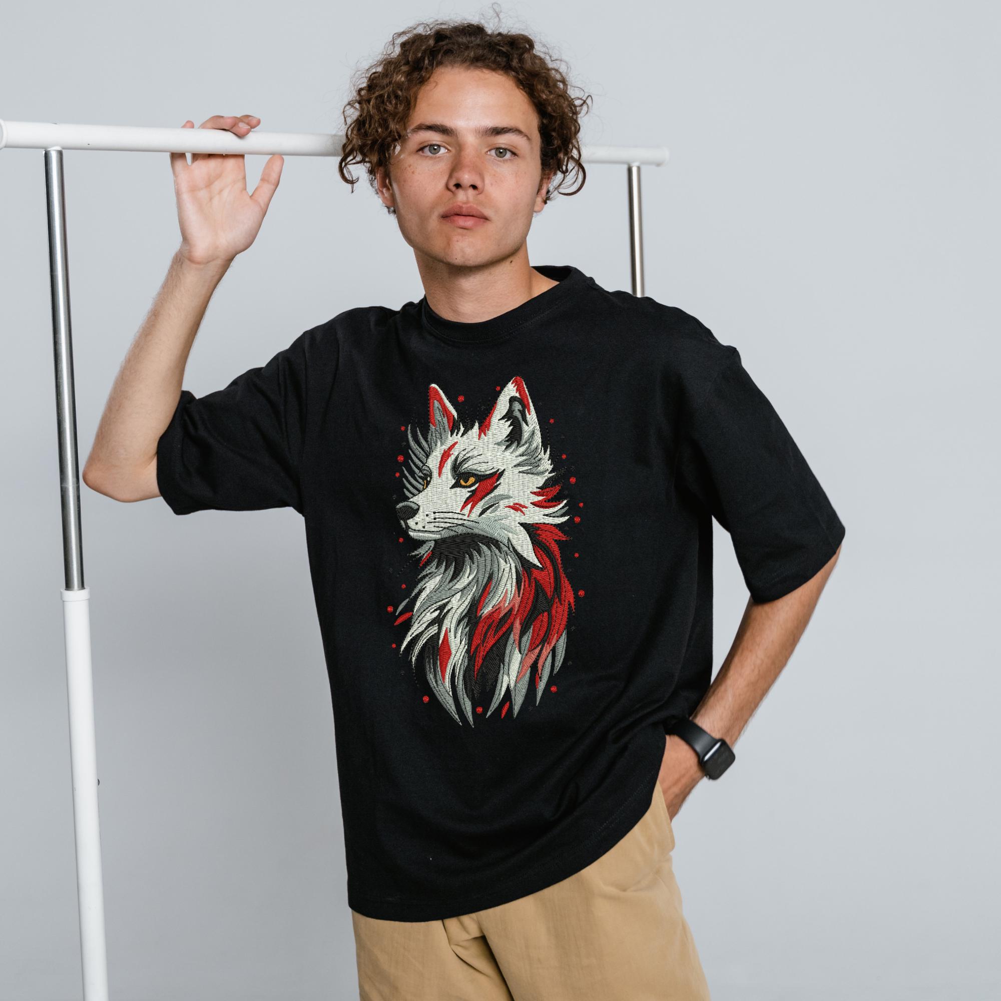 Wolf Embroidery Design, White Wolf Face Embroidery, Mystic Wolf Head ...