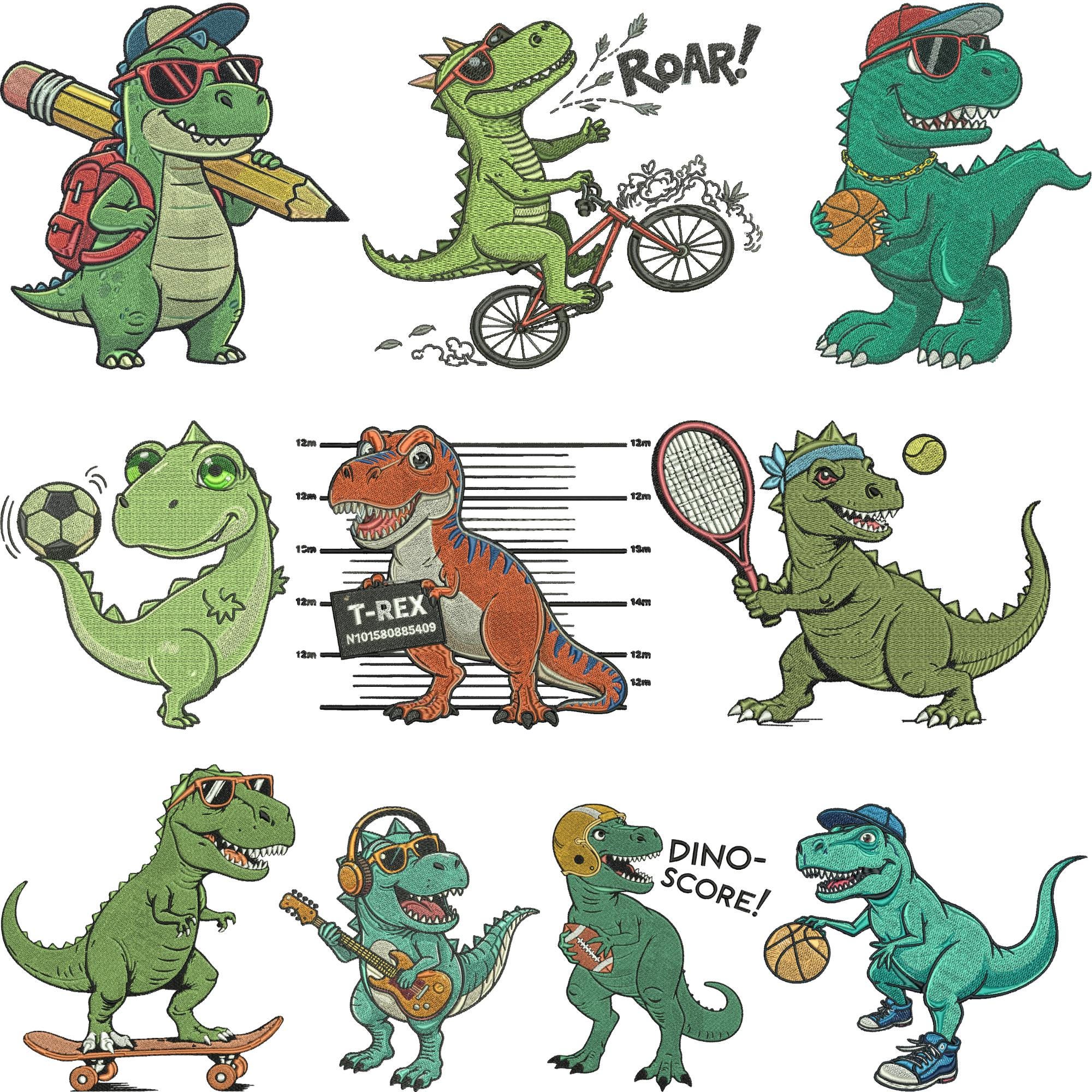T-rex Embroidery Design, Tyrannosaurus Embroidery, T-rex Silhouette ...