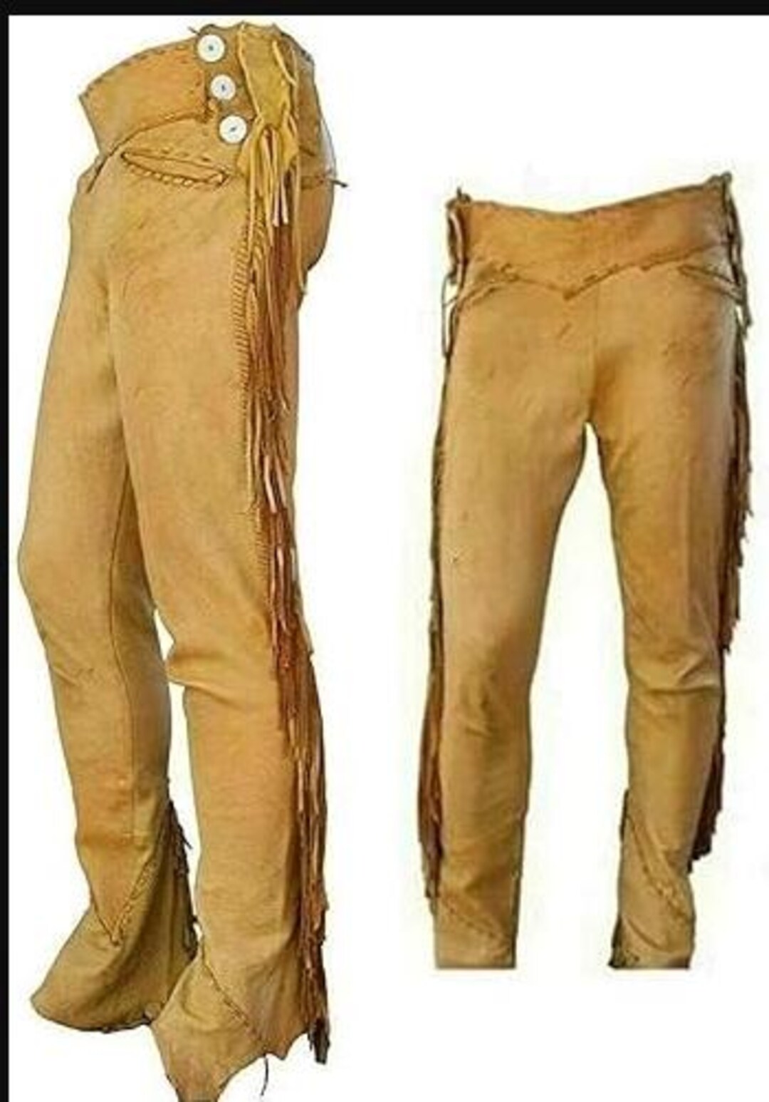 Western Suede Buckskin Genuine Leather Pants Men Native American Fringe ...