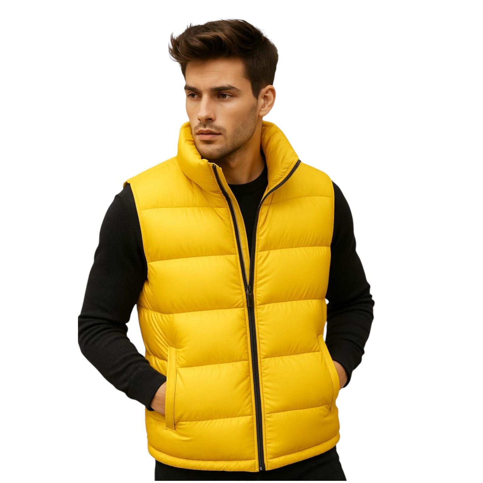 Unisex Yellow Puffer Vest | Lightweight Sleeveless Jacket | Trendy ...