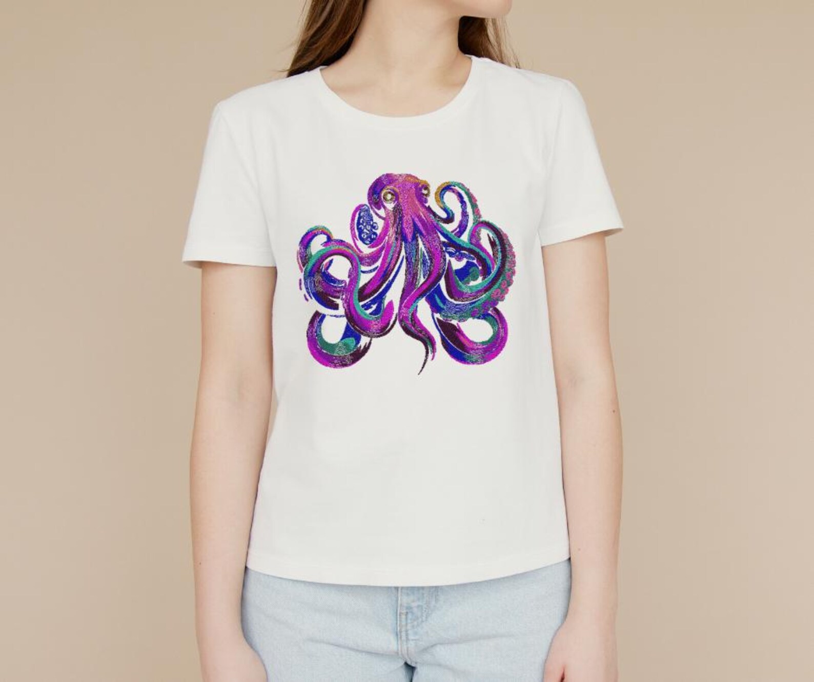 Octopus Embroidery Design, Intricate Octopus Embroidery, Octopus Mini ...