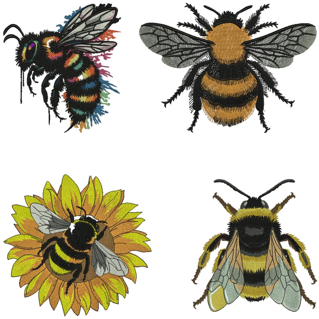 Bee Embroidery Design, Bumble Bee Embroidery, Queen Bee Embroidery ...