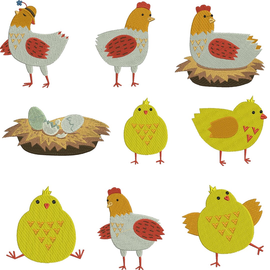 Funny Crazy Chicken Embroidery Design, Cute Chicken Embroidery, Cute ...