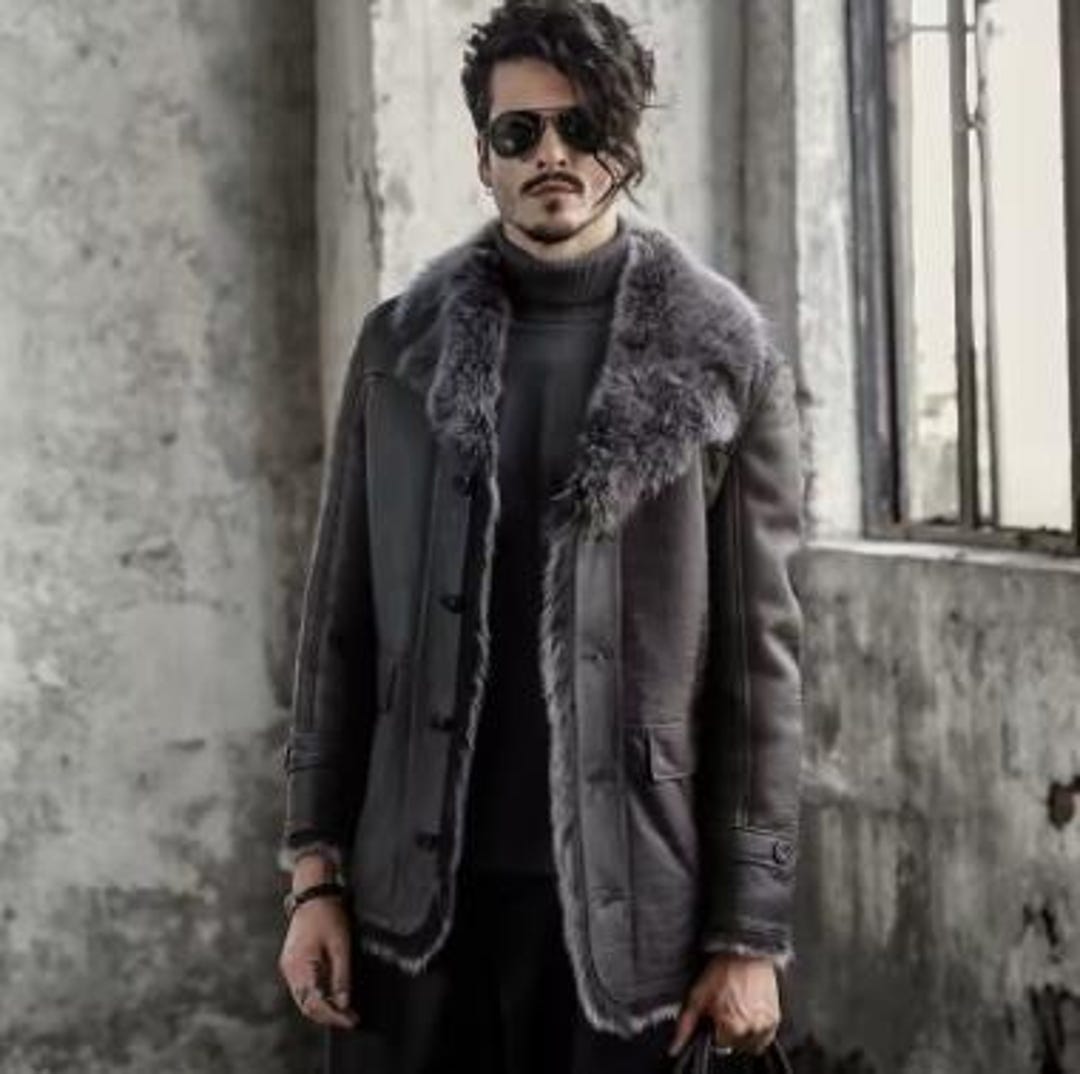 Denny&dora Mens Shearling Jacket Turkish Tuscan Wool Dark Green ...