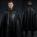 Elegant Gothic Black Leather Cloak-men's Fashion-handcrafted Full ...