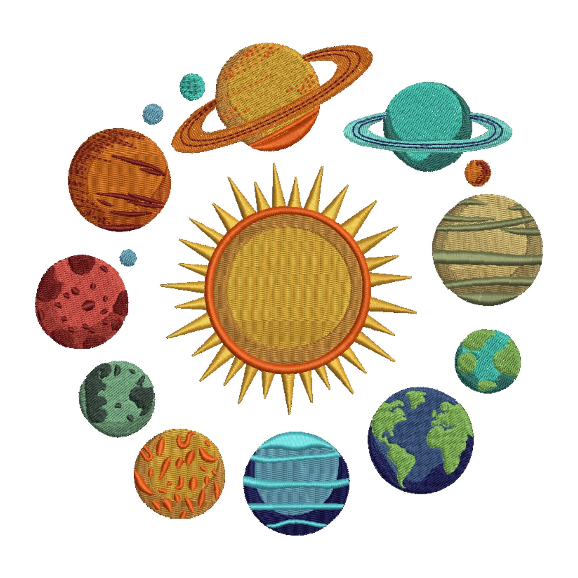 Solar System Embroidery Design, Planets Embroidery, Space Embroidery ...