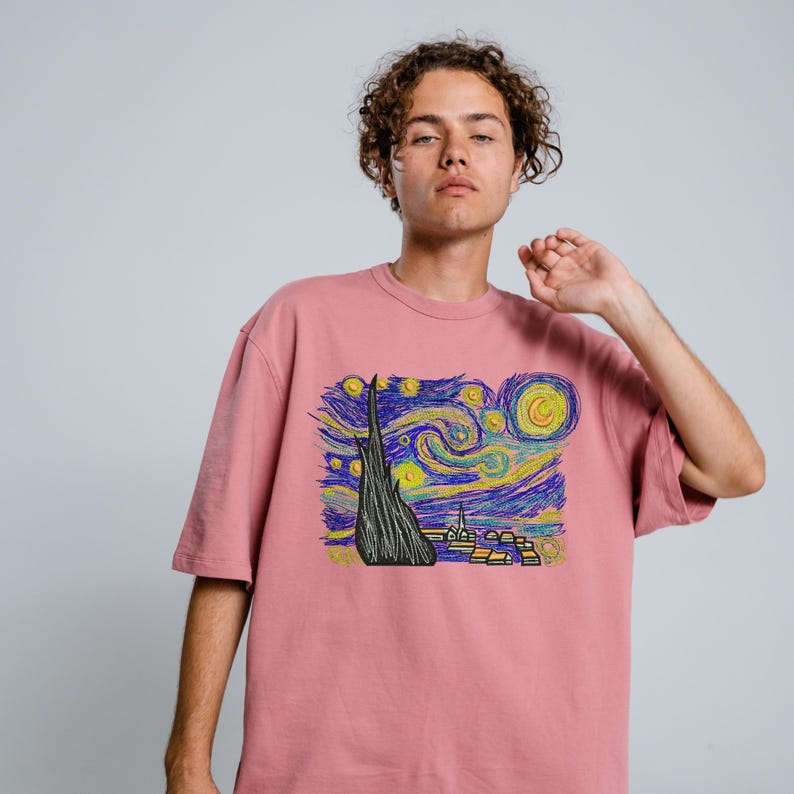 Starry Night Embroidery Design, Van Gogh Machine Embroidery, Art ...