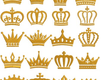 Crown Embroidery Design, Royal Embroidery, Princess Crown Set ...