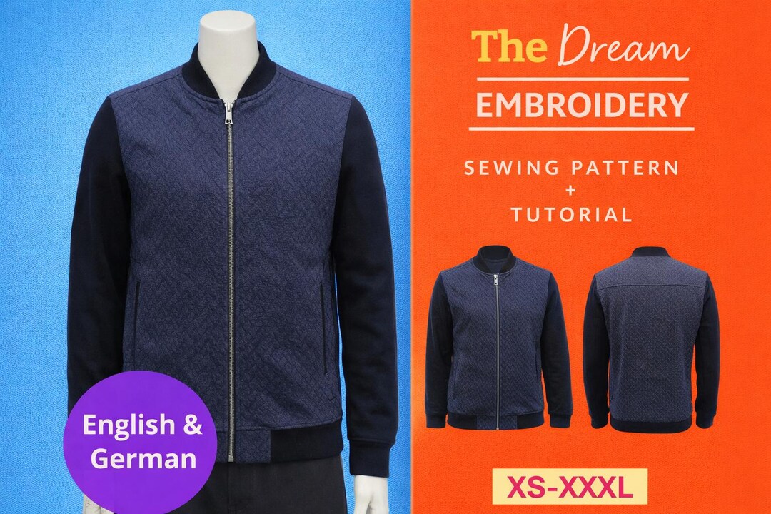 Men's Bomber Jacket Sewing Pattern PDF, Classic Flight Jacket Pattern ...