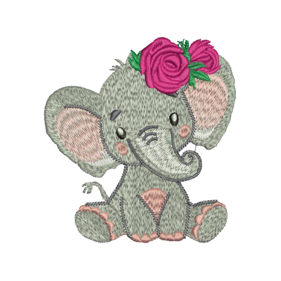 Elephant Embroidery Design, Baby Elephant Embroidery, Cute Elephant ...