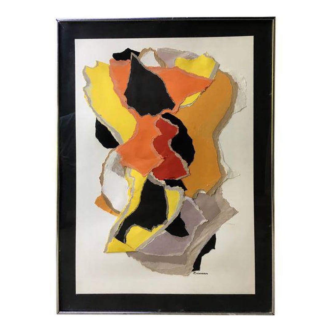 Vintage Abstract Painting - Paper Assemblage - Etsy