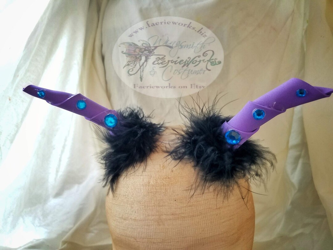 HORNS Furry Clip on PURPLE and BLACK Fuzzy Lightweight Horns - Etsy