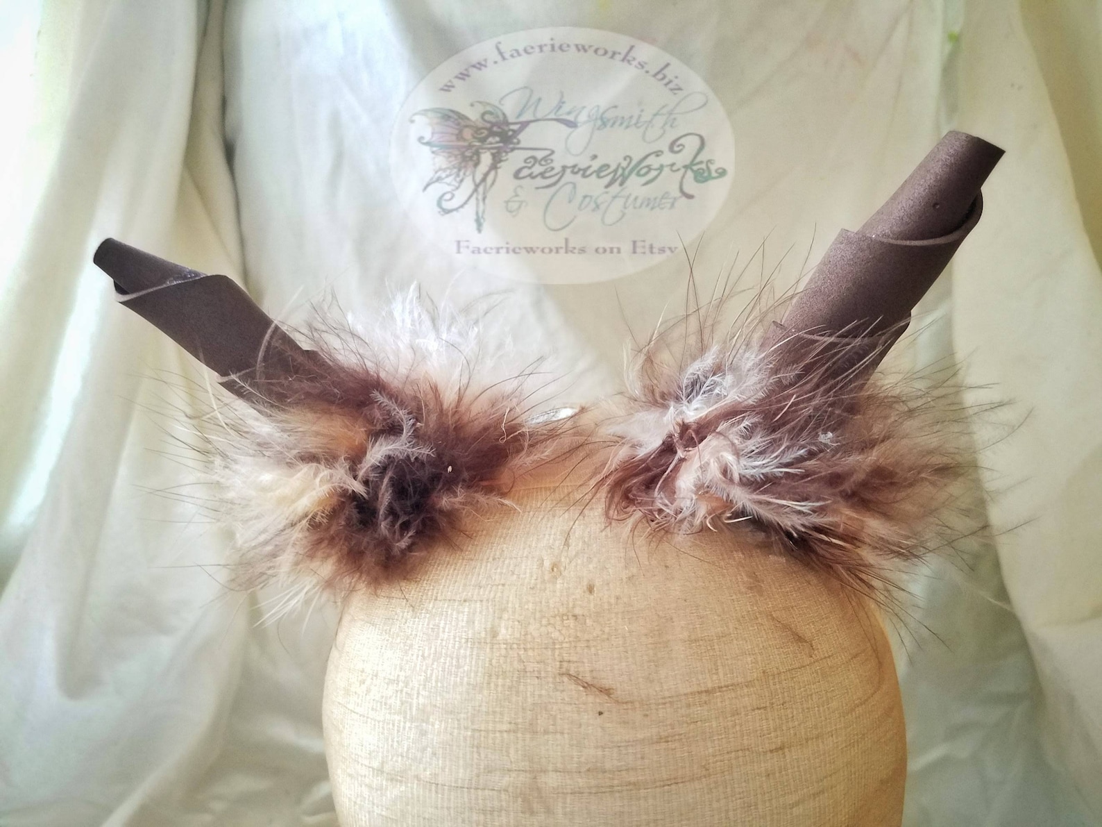 HORNS Furry Clip on BROWN and BROWN Fuzzy Lightweight Horns - Etsy