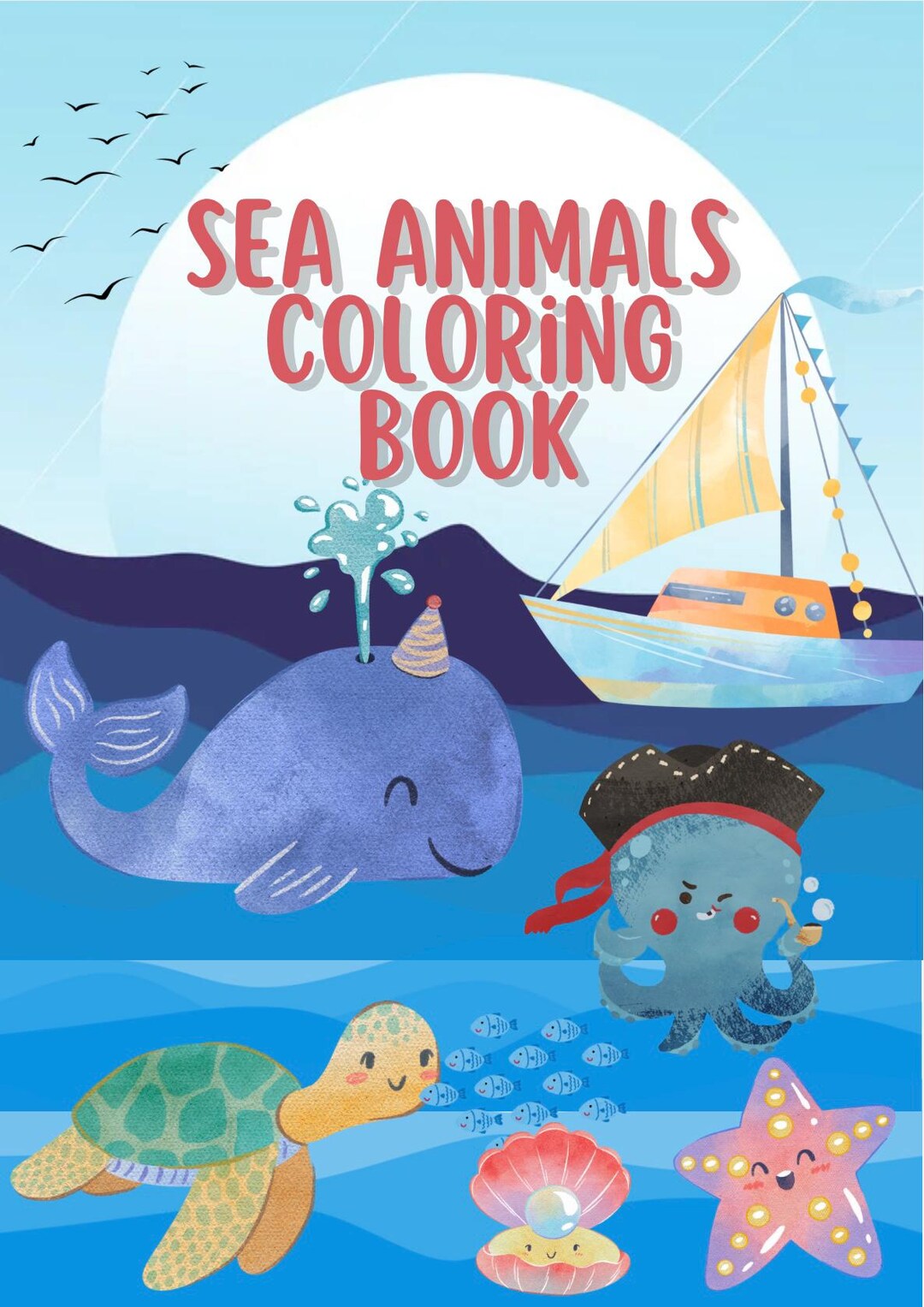 Sea Animal Coloring Book Kids Kindergarden Printable 22 Pages/ Ebook ...