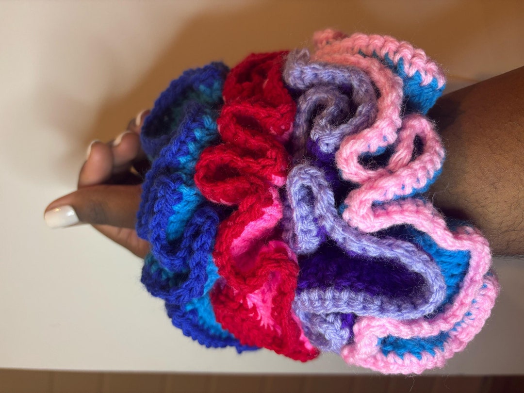 Jumbo Two Colour Handmade Crochet Scrunchie - Etsy