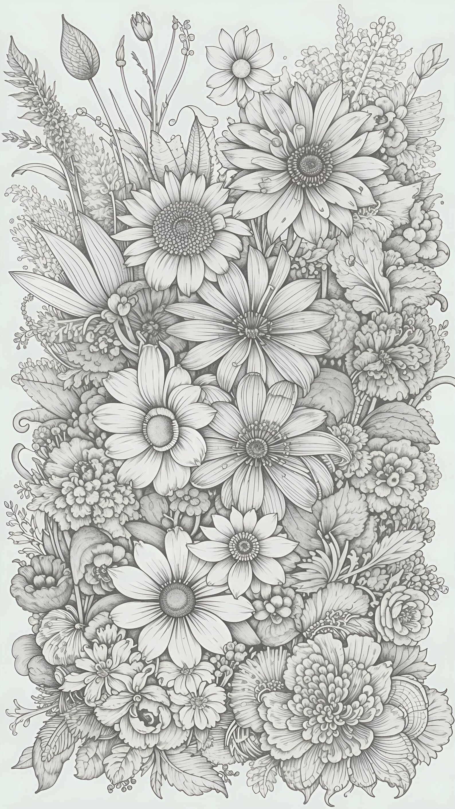 Inspiring Spring Flowers Coloring Pages 5 Coloring Pages - Etsy