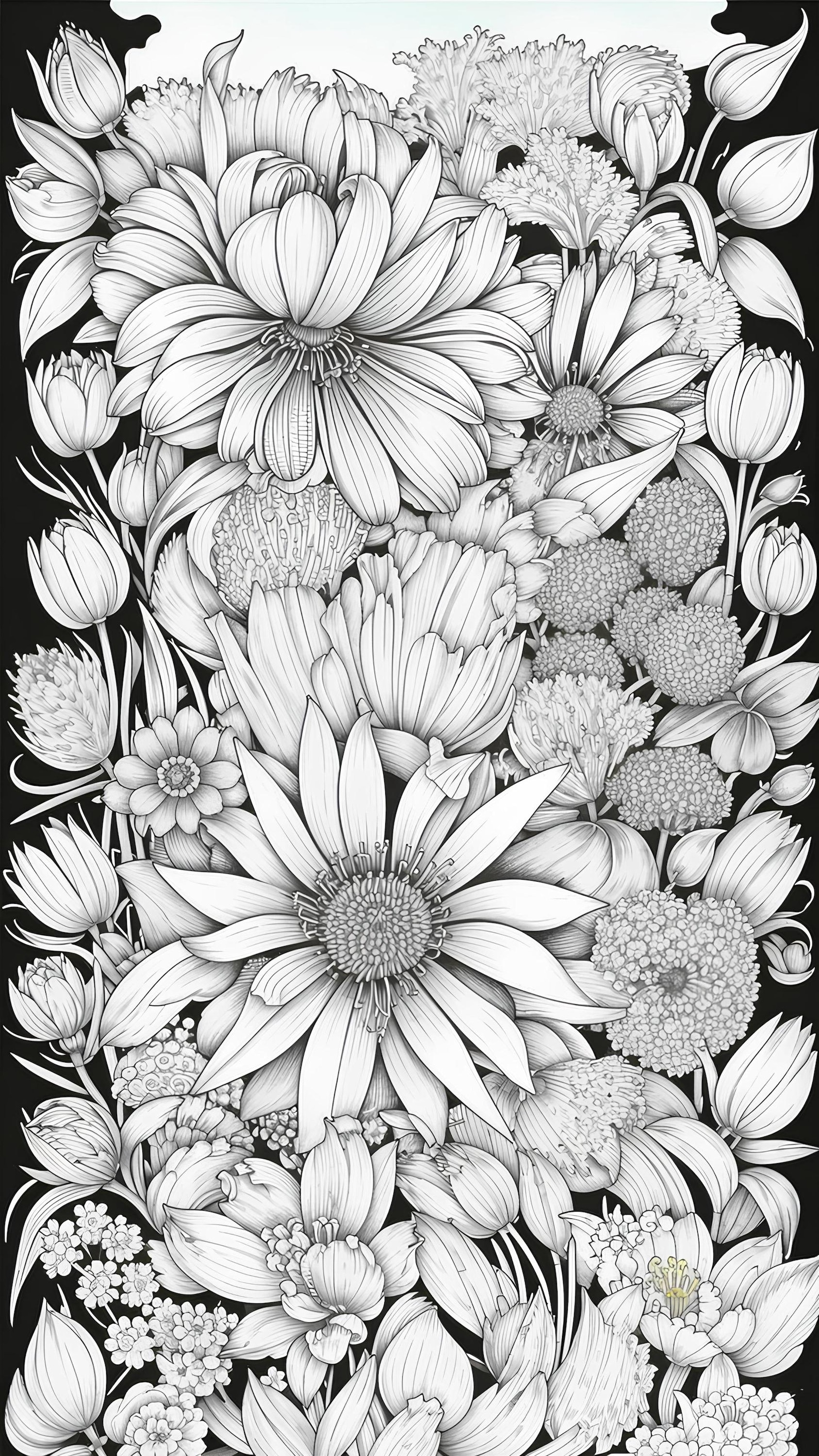 Inspiring Spring Flowers Coloring Pages 5 Coloring Pages - Etsy