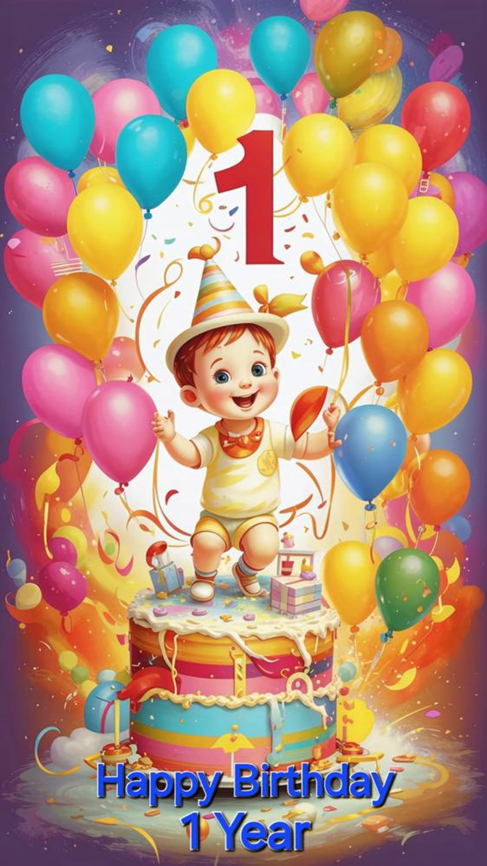 Happy Birthday Card for Children on Their 1 Year - Etsy