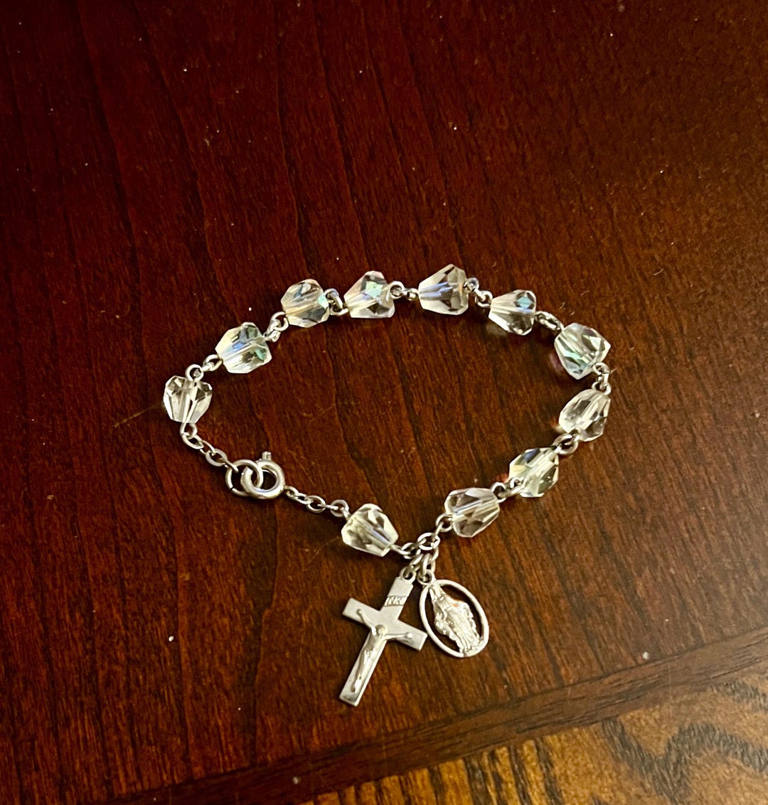 Vintage Crystal Bracelet With Christian Charms - Etsy