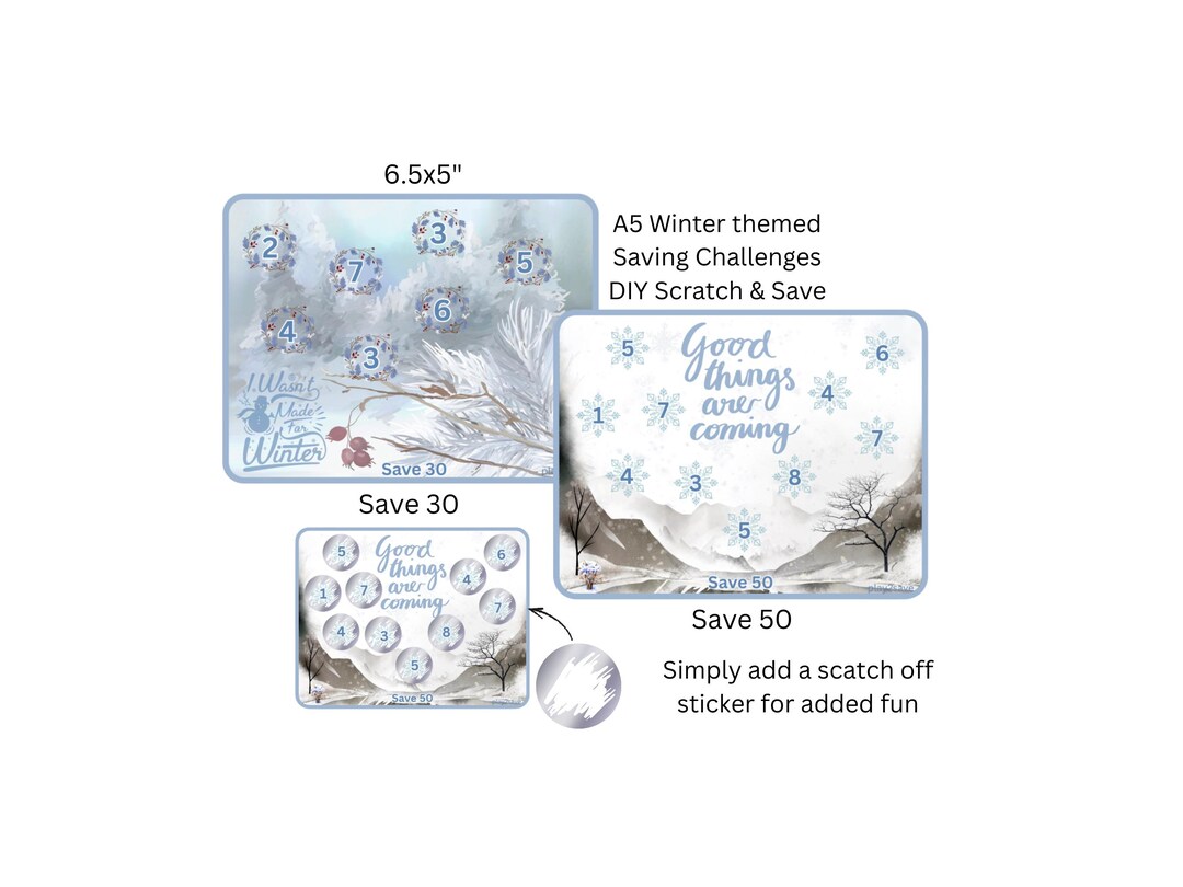 Pair of A5 Winter DIY Scratch and Save Challenges / Lower Amounts - Etsy