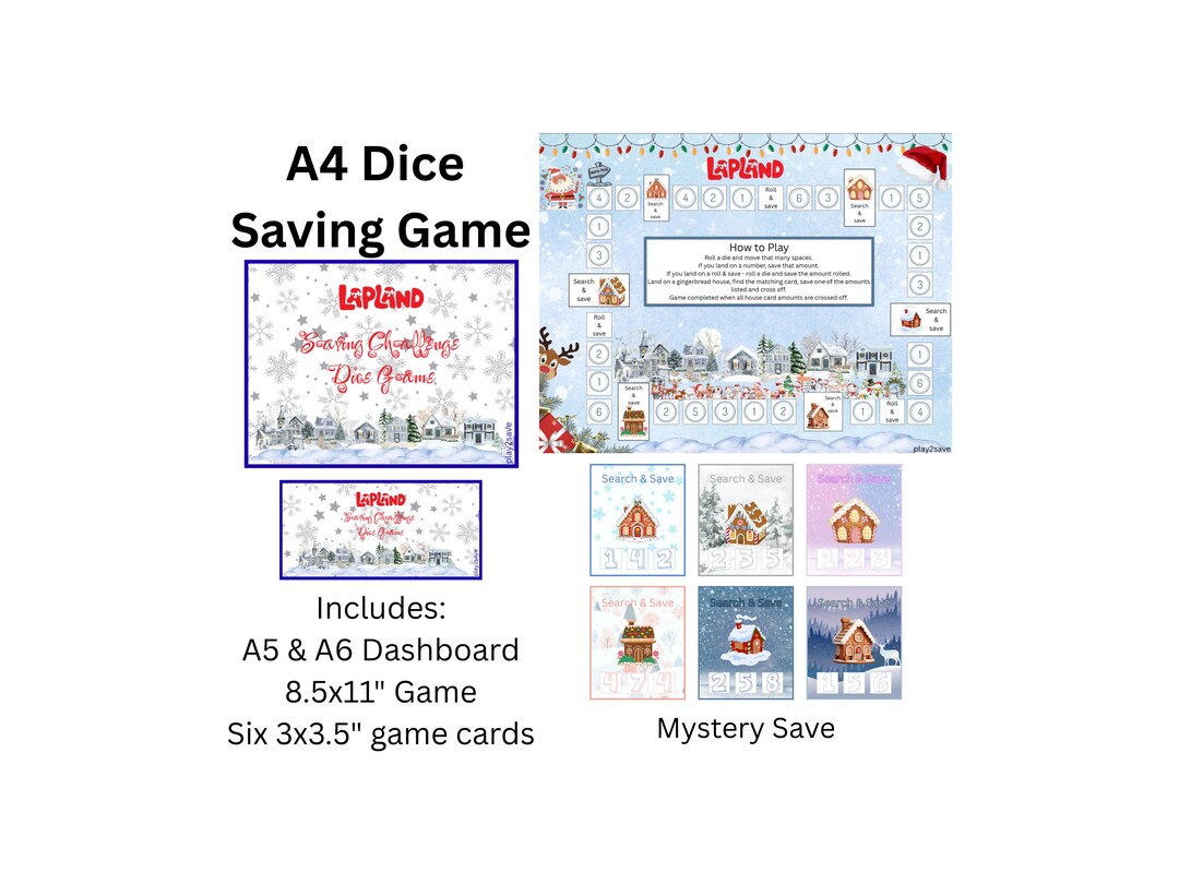 Full Page (A4) Dice and Card Saving Game / Low Budget / Christmas ...