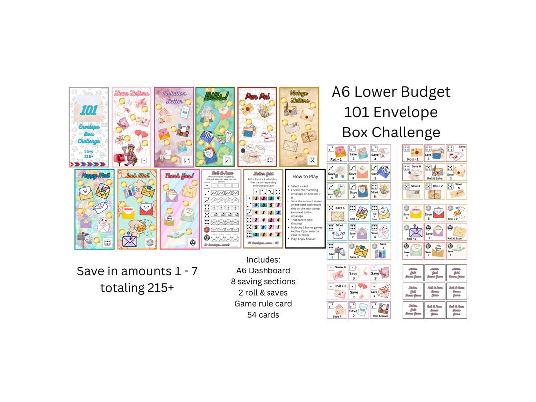 Low Amounts 101 Envelope Box Challenge Game for Any Budget Saving 215 ...