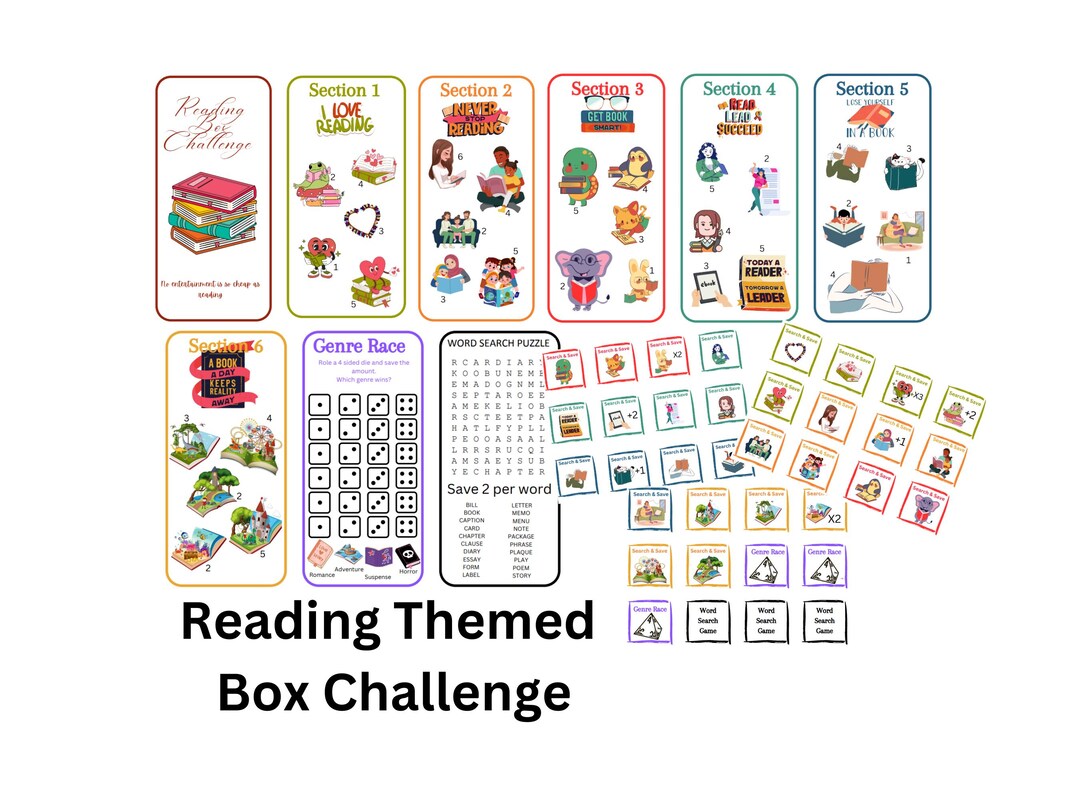 Low Budget Reading Themed Box Saving Challenge - Etsy
