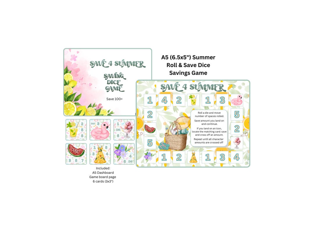A5 Summer Dice Saving Game / Lower Budget / Budgeting - Etsy