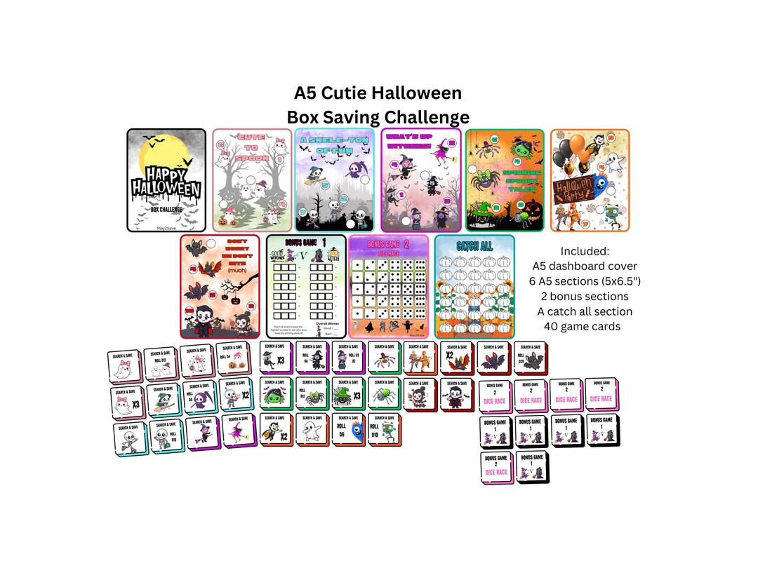 A5 Halloween Saving Box Challenge, A5 Printable Game (digital Download ...