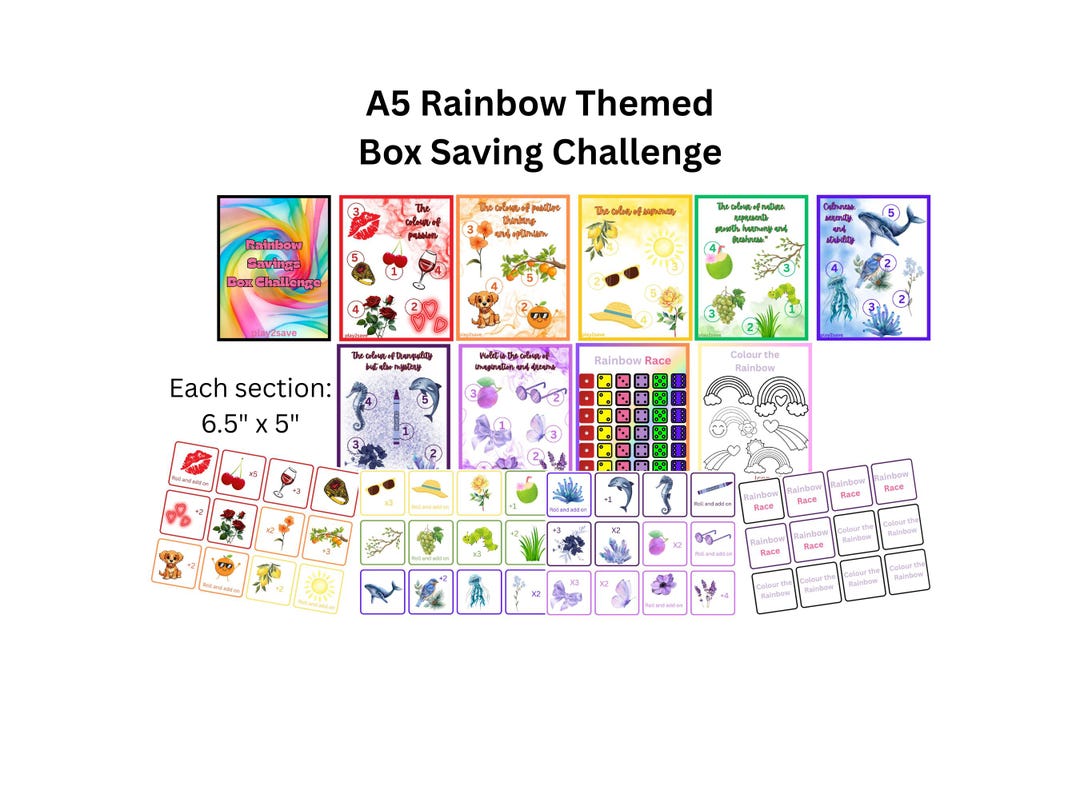 Rainbow Box Challenge Saving Game for All Budgets - Etsy